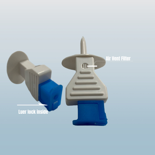 Universal Fluid Transfer Set Spike With Air Vent Filter And Flip Cap